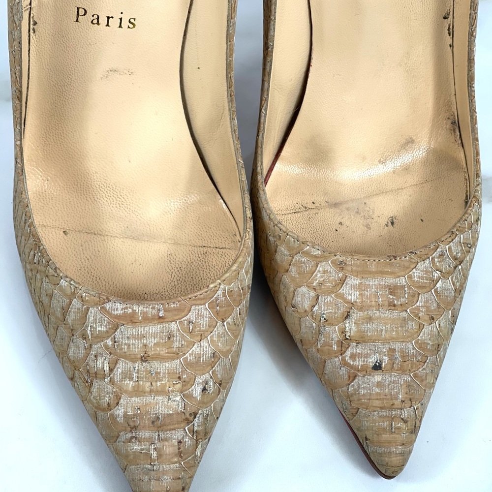 Christian Louboutin 'So Kate' Python Embossed Cork He… - Gem
